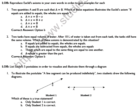 Cbse Class 9 Mathematics Introduction To Euclids Geometry Worksheet Set B